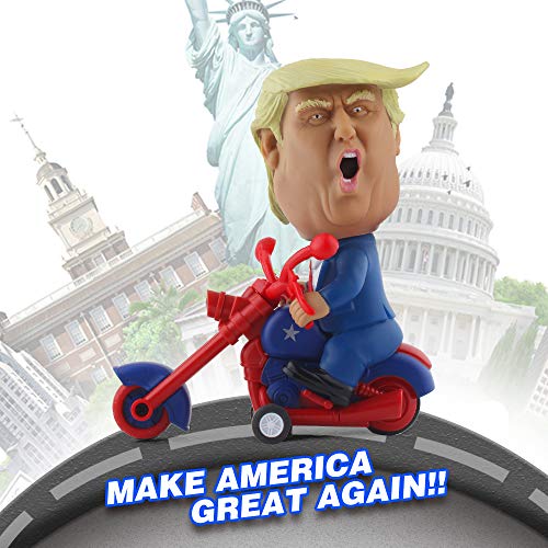 DINOBROS President Donald Trump 2024 Toy Figure Riding Motorcycle Funny Rev Up Car Novelty Gag Gift for Trump Fans