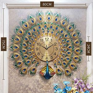 wall clock peacock wall clock european peacock home decor wall clock living room silent wall clock,80cm