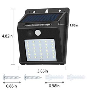 Solar Sensor Lights Outdoor 30 LED Waterproof Security Solar Motion Sensor Wall Lights for Fence Patio Deck Yard Garden with Motion Activated Auto On/Off