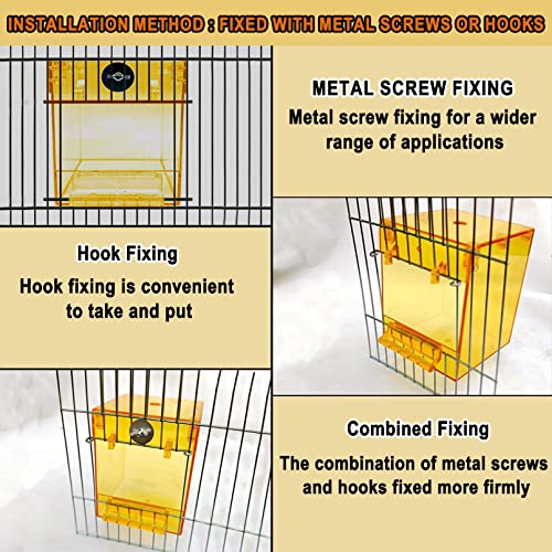 kathson Parrot Bath Box Hanging Bird Bathtub Tub Bath Acrylic No-Leakage Shower Box Bowl Cage Accessory for Small Pet Bird Parakeets Canary Cockatiel Budgies Lovebirds（Yellow）