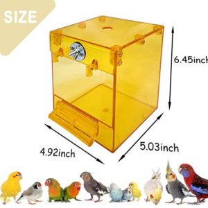 kathson Parrot Bath Box Hanging Bird Bathtub Tub Bath Acrylic No-Leakage Shower Box Bowl Cage Accessory for Small Pet Bird Parakeets Canary Cockatiel Budgies Lovebirds（Yellow）