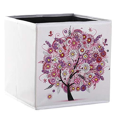 Storage Cubes Baskets with DIY Diamond Painting Kits, Folding Container Storage with Tree Pattern Art Craft Diamond Embroidery Paintings Great for Home Drawer Organizers and Storage