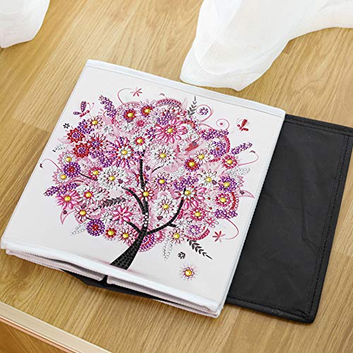 Storage Cubes Baskets with DIY Diamond Painting Kits, Folding Container Storage with Tree Pattern Art Craft Diamond Embroidery Paintings Great for Home Drawer Organizers and Storage