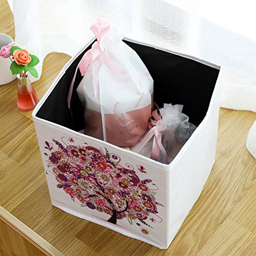 Storage Cubes Baskets with DIY Diamond Painting Kits, Folding Container Storage with Tree Pattern Art Craft Diamond Embroidery Paintings Great for Home Drawer Organizers and Storage