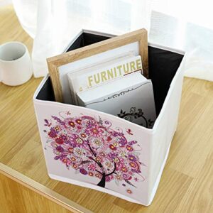 Storage Cubes Baskets with DIY Diamond Painting Kits, Folding Container Storage with Tree Pattern Art Craft Diamond Embroidery Paintings Great for Home Drawer Organizers and Storage