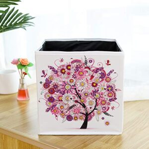 Storage Cubes Baskets with DIY Diamond Painting Kits, Folding Container Storage with Tree Pattern Art Craft Diamond Embroidery Paintings Great for Home Drawer Organizers and Storage