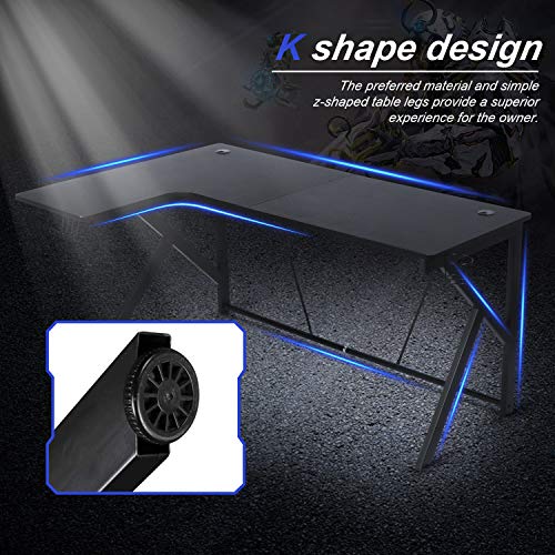 YIGOBUY Computer Gaming Desk L-Shaped Corner Computer Table Writing PC Laptop Table Workstation, Widen Space Office Home Gaming Desk Multi-Functional, Black