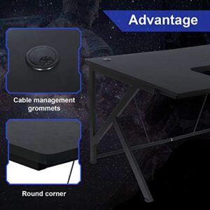 YIGOBUY Computer Gaming Desk L-Shaped Corner Computer Table Writing PC Laptop Table Workstation, Widen Space Office Home Gaming Desk Multi-Functional, Black