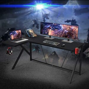 YIGOBUY Computer Gaming Desk L-Shaped Corner Computer Table Writing PC Laptop Table Workstation, Widen Space Office Home Gaming Desk Multi-Functional, Black