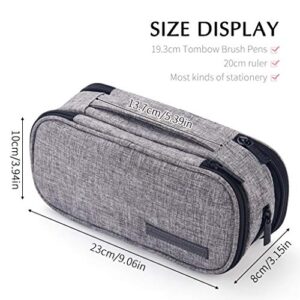 CICIMELON Pencil Case Big Capacity 3 Compartments Pencil Pouch Large Storage Pen Bag for Boys Girls Adults Students (Gray)