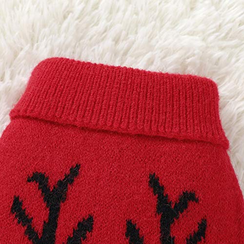 Petyoung Dog Cartoon Reindeer Sweaters, Pet Winter Warm Knitwear Clothes Christmas Coat for Small Medium Dog Cat