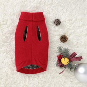 Petyoung Dog Cartoon Reindeer Sweaters, Pet Winter Warm Knitwear Clothes Christmas Coat for Small Medium Dog Cat