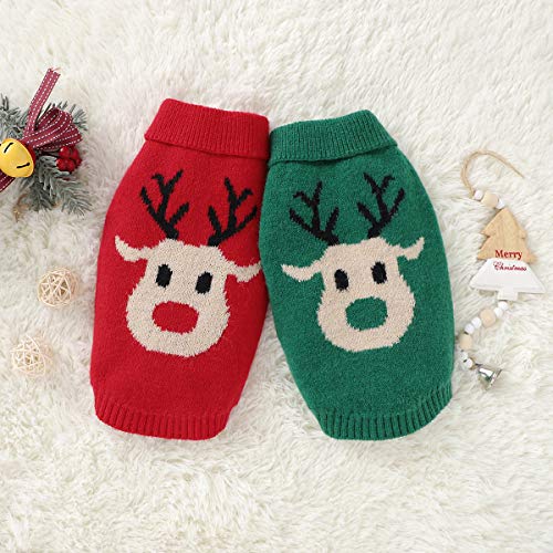 Petyoung Dog Cartoon Reindeer Sweaters, Pet Winter Warm Knitwear Clothes Christmas Coat for Small Medium Dog Cat