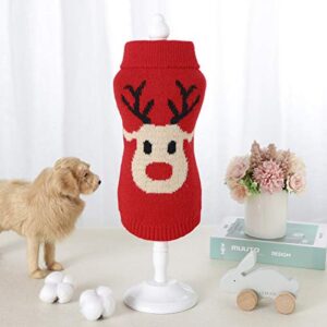 Petyoung Dog Cartoon Reindeer Sweaters, Pet Winter Warm Knitwear Clothes Christmas Coat for Small Medium Dog Cat