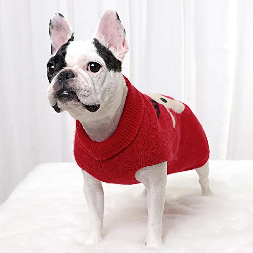 Petyoung Dog Cartoon Reindeer Sweaters, Pet Winter Warm Knitwear Clothes Christmas Coat for Small Medium Dog Cat