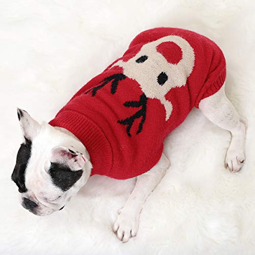 Petyoung Dog Cartoon Reindeer Sweaters, Pet Winter Warm Knitwear Clothes Christmas Coat for Small Medium Dog Cat