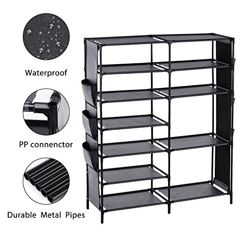 YOUDENOVA Shoe Rack, 7 Tier Boot Rack Storage for Closet Entryway, Large Shoe Shelf, Stackable Shoes Organizer for 24-30 Pairs(Black)