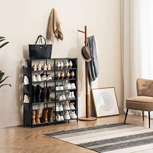 YOUDENOVA Shoe Rack, 7 Tier Boot Rack Storage for Closet Entryway, Large Shoe Shelf, Stackable Shoes Organizer for 24-30 Pairs(Black)