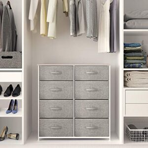 YITAHOME Storage Tower Unit with 8 Drawers - Fabric Dresser with Large Capacity, Organizer Unit for Bedroom, Living Room & Closets - Sturdy Steel Frame, Wooden Top & Easy Pull Fabric Bins (Light Gray)