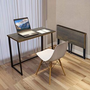 desktop home computer desk, modern simple office writing study pc laptop table multipurpose workstation with drawer & shelves for bedroom, living room, study room (us direct, vintage)