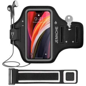 iPhone 13 Mini, 12 Mini Armband, JEMACHE Water Resistant Gym Workouts Running Phone Arm Band for iPhone 13Mini, 12Mini (Black)