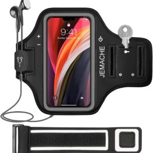 iPhone 13 Mini, 12 Mini Armband, JEMACHE Water Resistant Gym Workouts Running Phone Arm Band for iPhone 13Mini, 12Mini (Black)