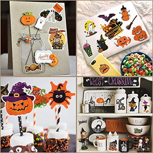 Gakece Halloween Stickers 50 pcs Witch Pumpkin Skeleton Stickers,Vinyl Waterproof Stickers for Kids Teens Adults Gift Halloween Decorations Party Supplies