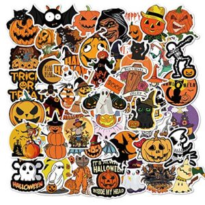 Gakece Halloween Stickers 50 pcs Witch Pumpkin Skeleton Stickers,Vinyl Waterproof Stickers for Kids Teens Adults Gift Halloween Decorations Party Supplies