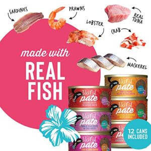 Tiki Cat Grill Pâté Variety Pack, Combinations of Real Flaked Fish, Wet High-Protein & High-Moisture Cat Food, 2.8 oz. Cans (Case of 12)