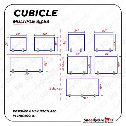 Cubicle Sneeze Guard by SPEEDYORDERS – Sneeze Guard for Cubicle - Clear Cubicle Divider - Wall Extender Plexiglass For Cubicle With Removable Clamps 1/4" Thick 48"W x 24"H - Includes 3 clamps