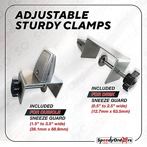 Cubicle Sneeze Guard by SPEEDYORDERS – Sneeze Guard for Cubicle - Clear Cubicle Divider - Wall Extender Plexiglass For Cubicle With Removable Clamps 1/4" Thick 48"W x 24"H - Includes 3 clamps