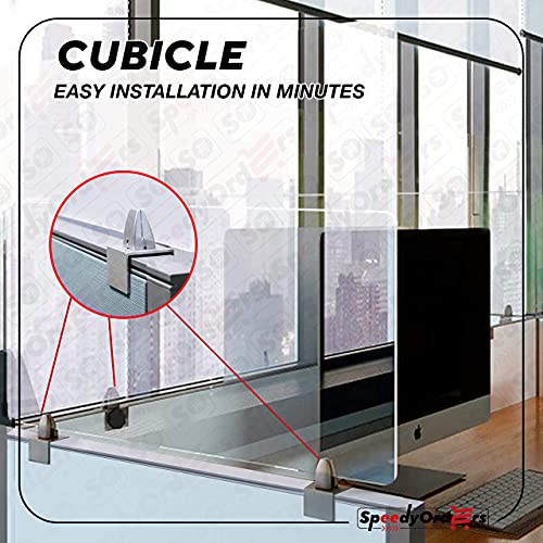 Cubicle Sneeze Guard by SPEEDYORDERS – Sneeze Guard for Cubicle - Clear Cubicle Divider - Wall Extender Plexiglass For Cubicle With Removable Clamps 1/4" Thick 48"W x 24"H - Includes 3 clamps