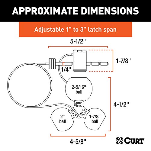 CURT 23082 Universal Tri-Ball Trailer Coupler Lock, Fits 1-7/8, 2, 2-5/16-Inch, Orange