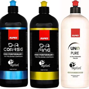 Rupes New DA System Combo Kit | 3X 1 Liter Bottles | Polish & Compound | Clean Garage Decal Included