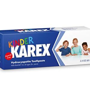 Kinder Karex Hydroxyapatite Kids Toddler Toothpaste 2.3 Ounce, Fluoride Free, Safe If Accidentally Swallowed