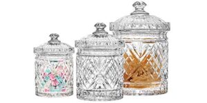 godinger canister set, crystal canisters food storage jars - dublin collection, set of 3