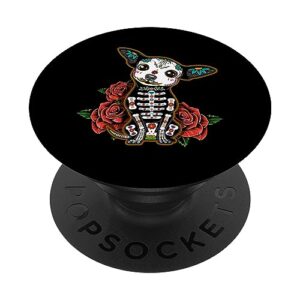 calavera chihuahua playful colorful cute dia de los muertos popsockets standard popgrip