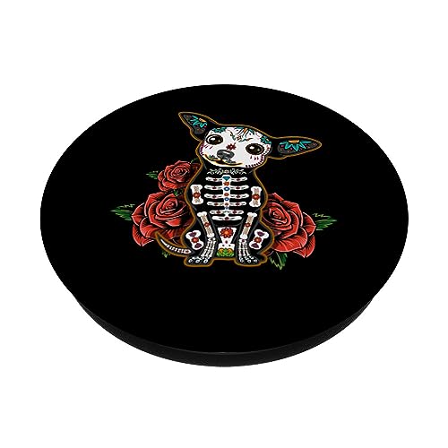 Calavera Chihuahua Playful Colorful Cute Dia De Los Muertos PopSockets Standard PopGrip