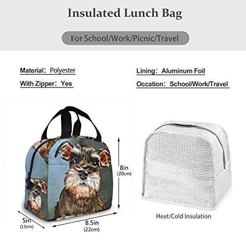 TMVFPYR Cute Dog Lunch Bag Cooler Bag Women Tote Bag Insulated Lunch Box Water-resistant Thermal Soft Liner Lunch Container for Picnic Travel Boating Beach Fishing Work