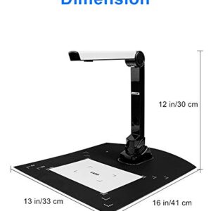 Document Camera for Teachers Scanner Portable HD Real-time Projector USB Portable for Office Computers Laptop with Multifunction A4 Format, OCR Multi-Language Recognition, LED Light(Soft Base)