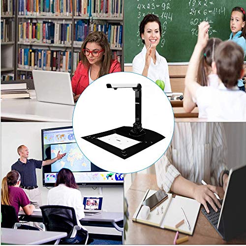 Document Camera for Teachers Scanner Portable HD Real-time Projector USB Portable for Office Computers Laptop with Multifunction A4 Format, OCR Multi-Language Recognition, LED Light(Soft Base)