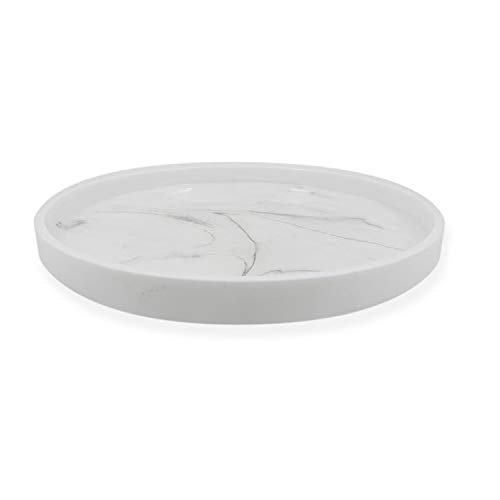 Epoxy Resin Tray，11.8-Inch（Diameter）,Marble Design Serving Tray, Decorative Round Tray, Coffee Tray, Ottoman Tray for Home Or Office Storage Decoration, 100% Handmade,Non-Toxic