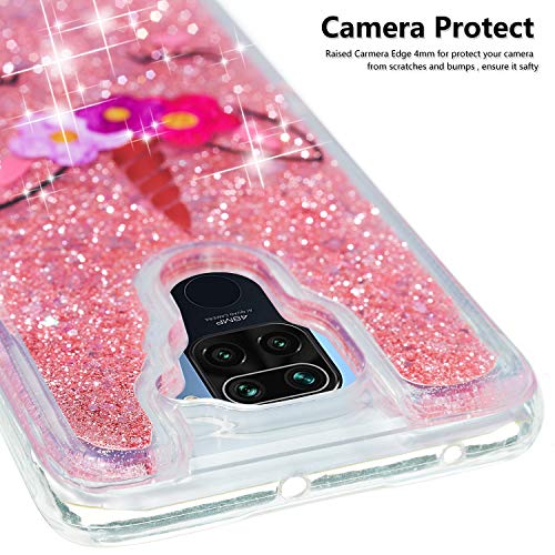 OOPKINS Glitter Liquid Case for Redmi Note 9 Sparkle Floating Shiny Quicksand Clear Soft TPU Silicone Shockproof Protective Bumper Thin Cover for Redmi Note 9 Bling Eyelash Unicorn XY