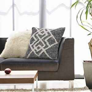 LR Home Tufted Geometric Diamond Modern Throw Pillow, 20" x 20", Black/Cream