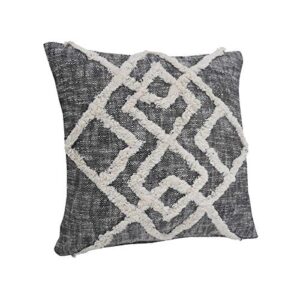 LR Home Tufted Geometric Diamond Modern Throw Pillow, 20" x 20", Black/Cream