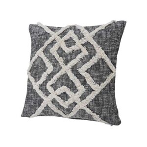 LR Home Tufted Geometric Diamond Modern Throw Pillow, 20" x 20", Black/Cream