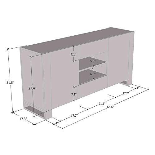 Meble Furniture Woody Modern 64.5" Sideboard (Oak/Gray)