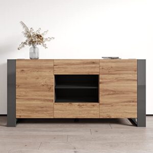 meble furniture woody modern 64.5" sideboard (oak/gray)