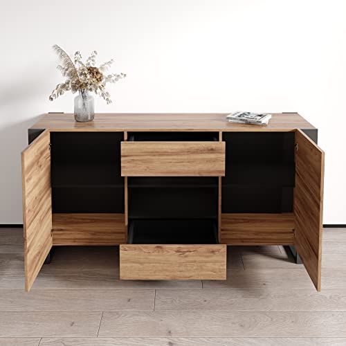 Meble Furniture Woody Modern 64.5" Sideboard (Oak/Gray)