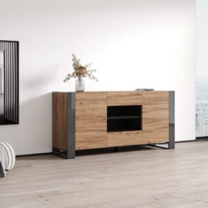 Meble Furniture Woody Modern 64.5" Sideboard (Oak/Gray)